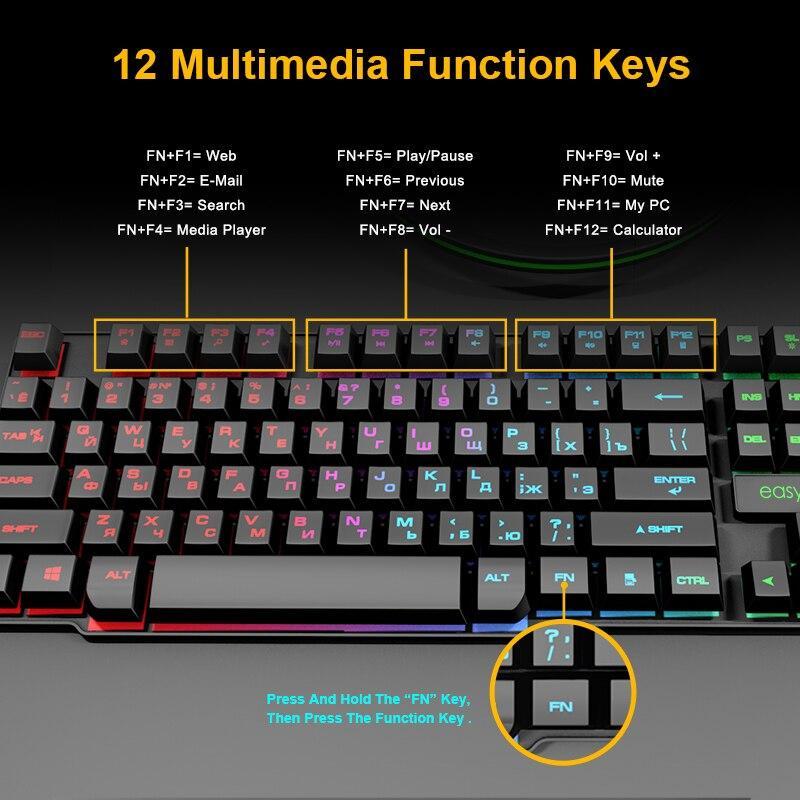 Gaming Keyboard Gamer Mechanical Imitation Keyboard Gaming Rgb Keyboar ...